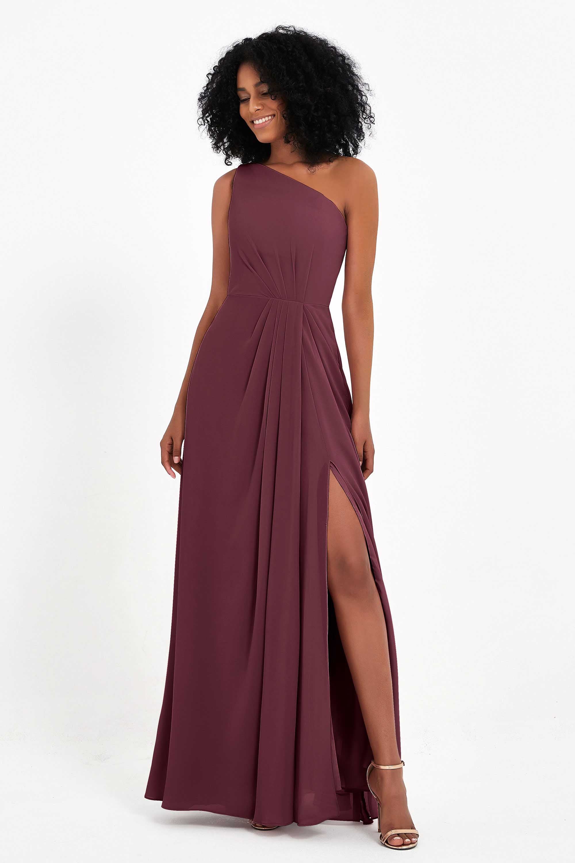 One Shoulder High Slit Long Gown – DUNTERY UK