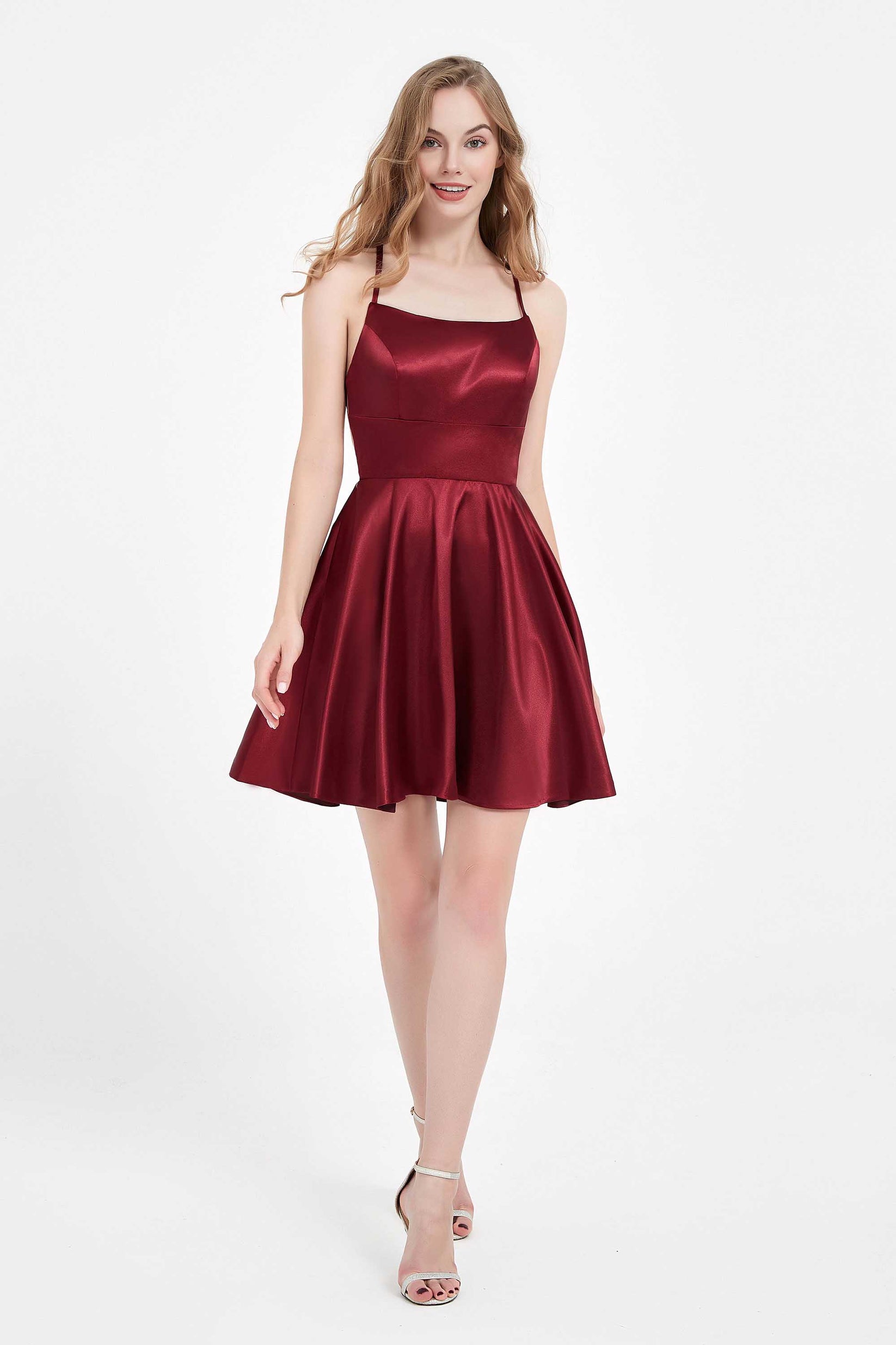 Spaghetti Straps Satin Simple & Elegant Mini Dress – DUNTERY UK