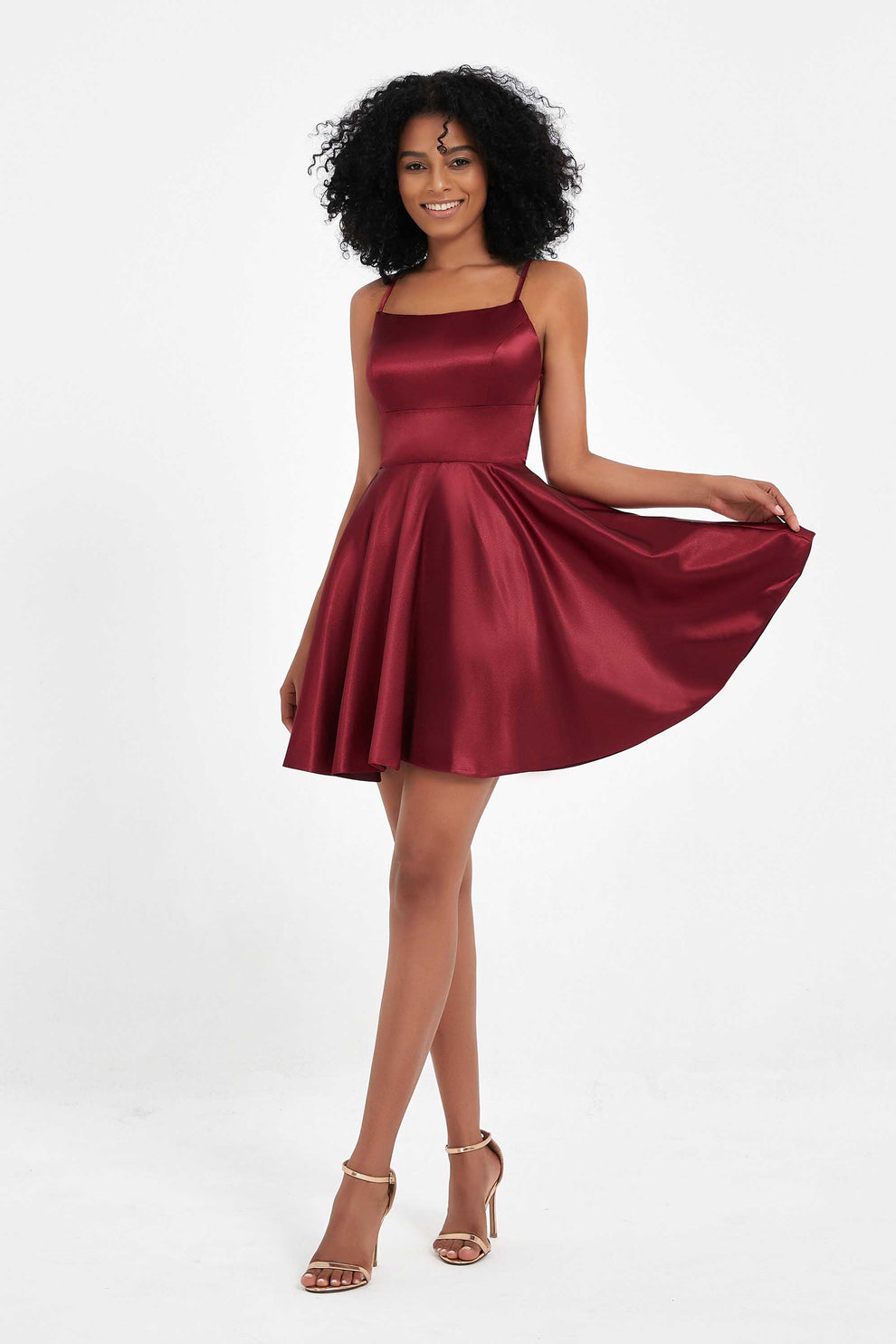Spaghetti Straps Satin Simple & Elegant Mini Dress – DUNTERY UK