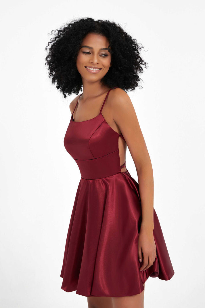 Spaghetti Straps Satin Simple & Elegant Mini Dress – DUNTERY UK