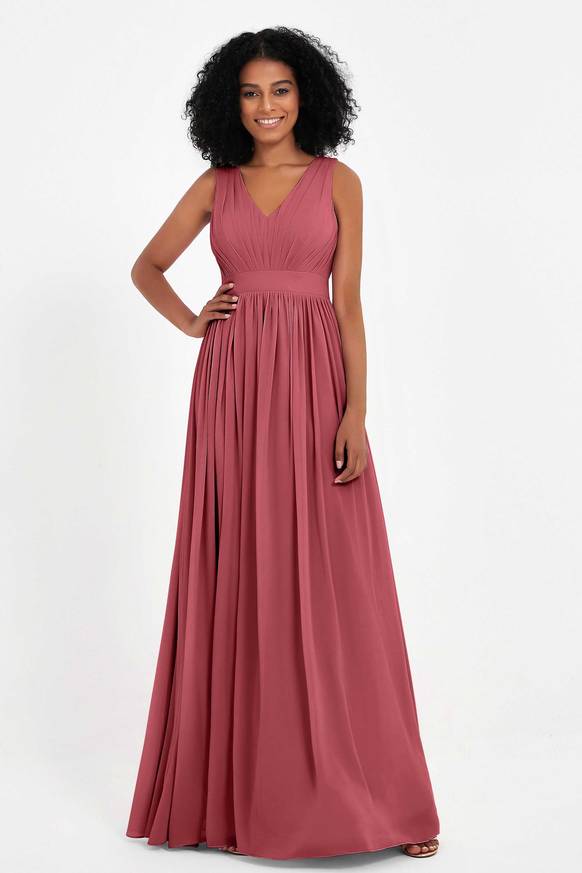 Ruched Long Bridesmaid Dress With Open Back – DUNTERY UK