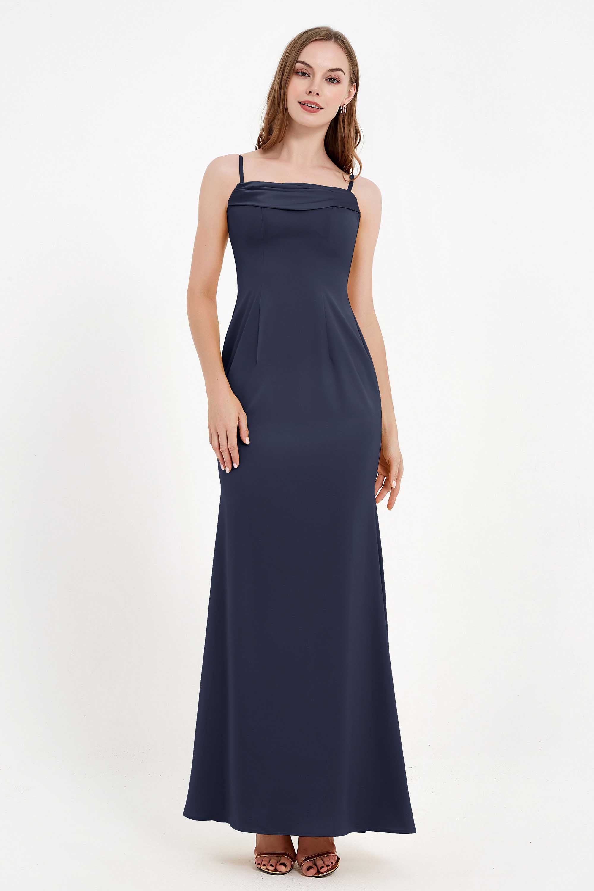 Spaghetti Straps Square Neck Sheath Maxi Gown – DUNTERY UK